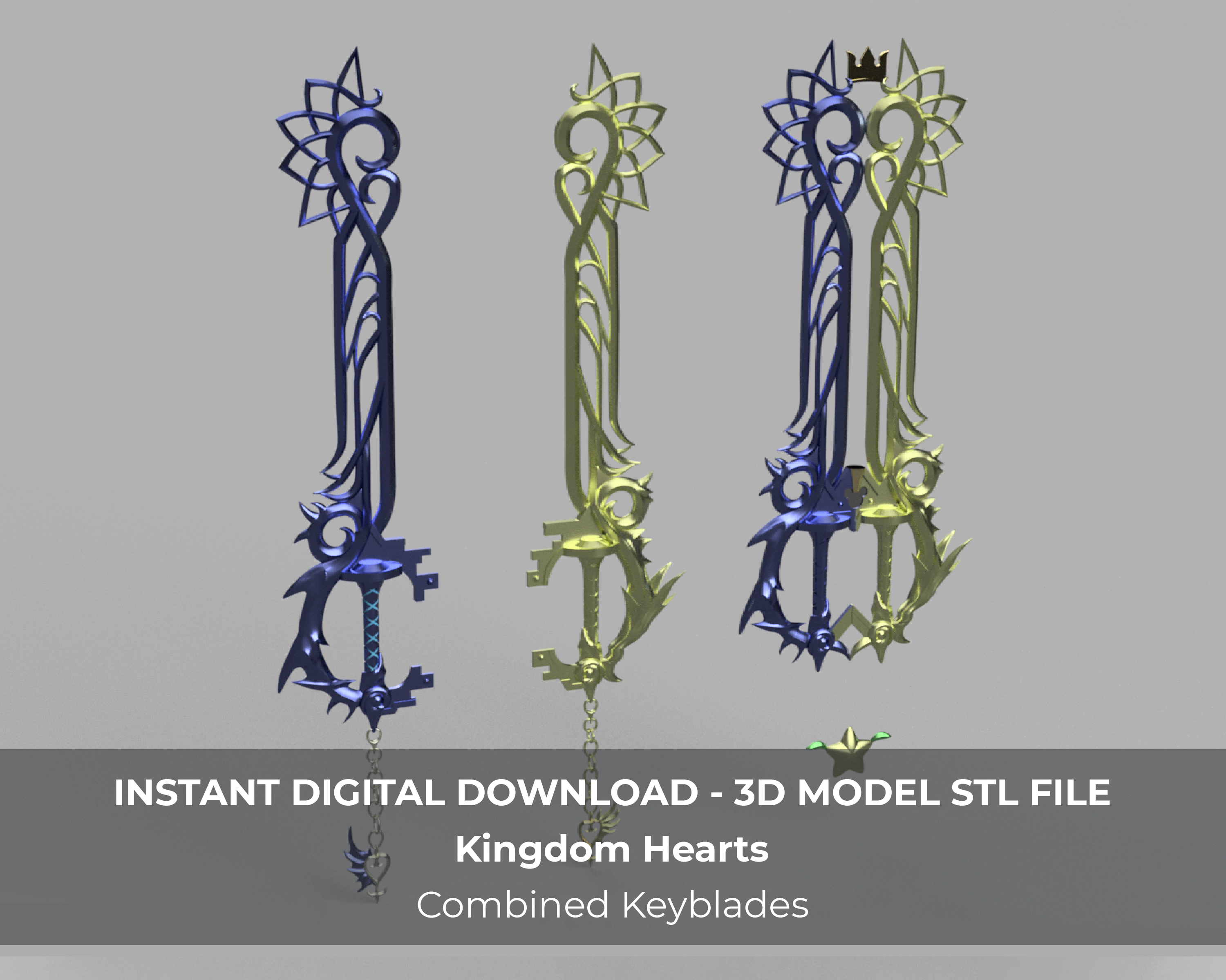 Kingdom Hearts Sora and Riku's Combined Keyblade 3D Model STL File ...