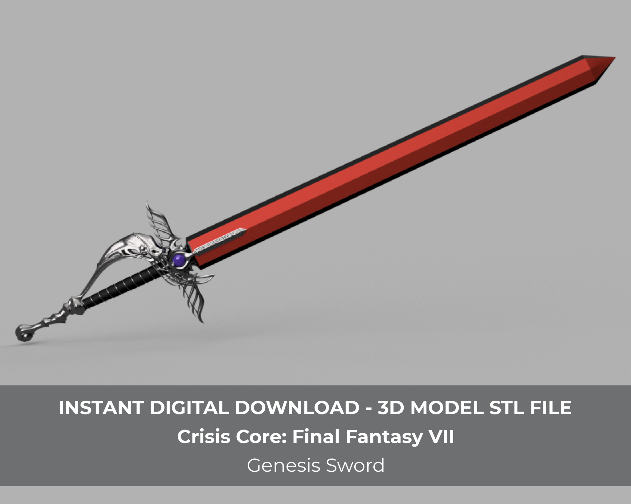 Crisis Core: Final Fantasy VII 7 Genisis Sword 4.5' long 3D Model STL ...