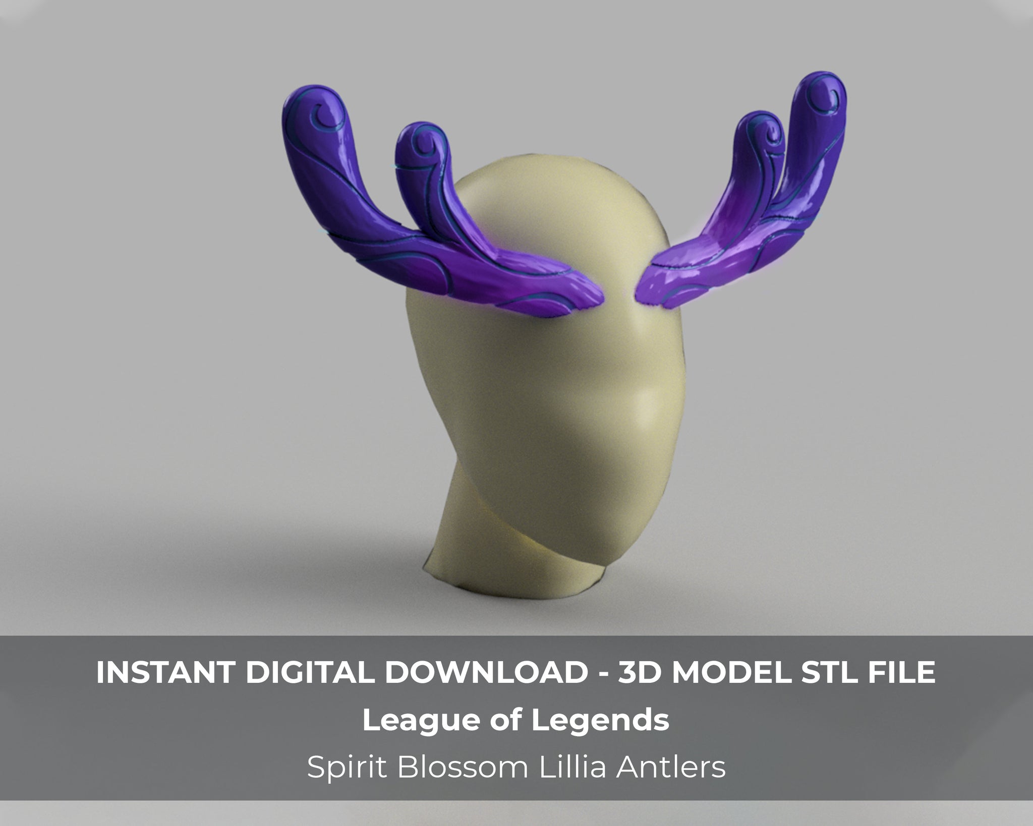 League of Legends LoL Spirit Blossom Lillia Cosplay Antlers 3D Model S ...