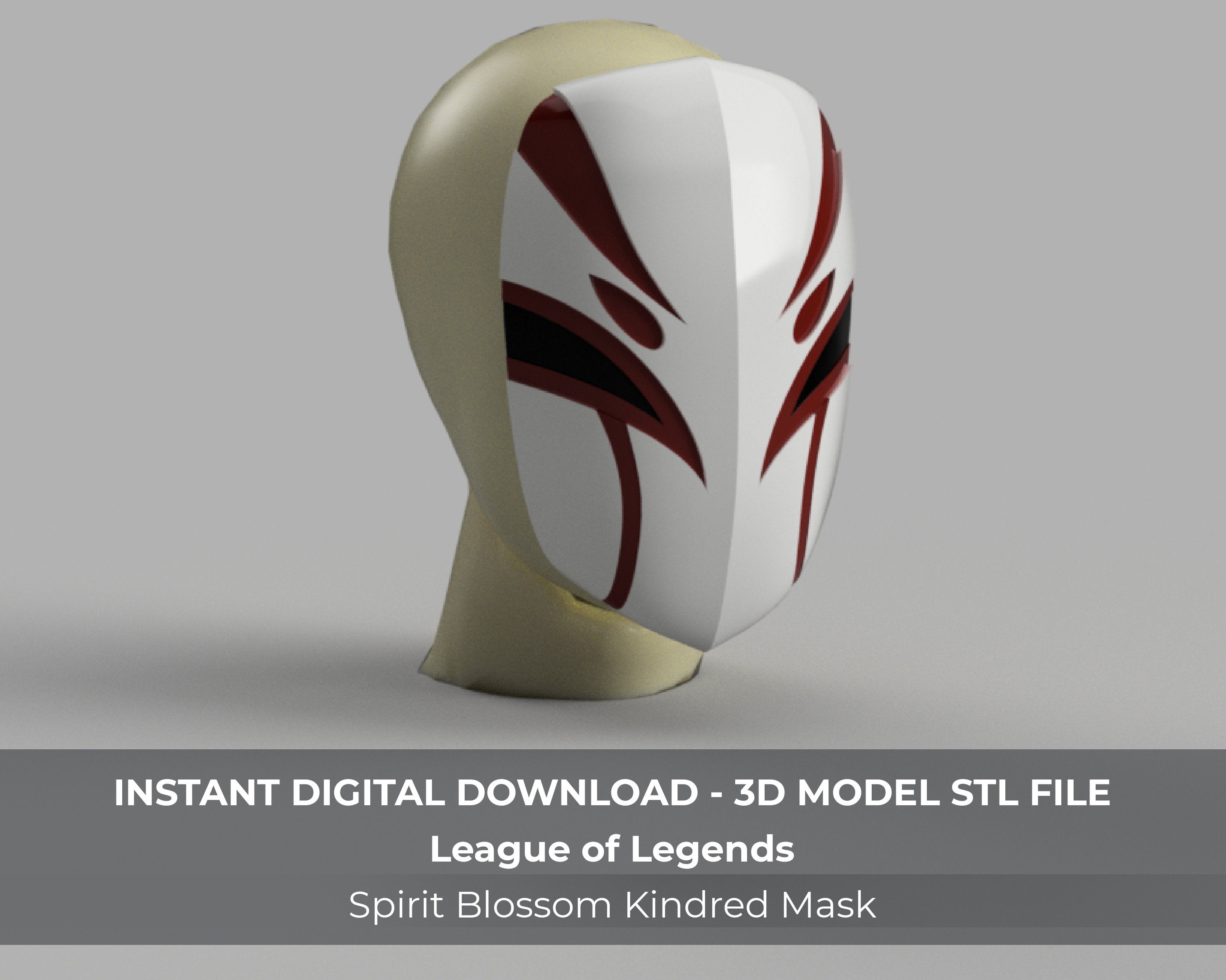 League of Legends LoL Spirit Blossom Kindred Cosplay Mask 3D Model STL ...